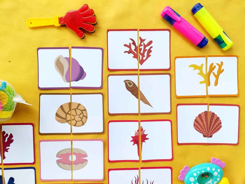 12 Symmetry Match Flashcards seashells Digital Download Educational ...