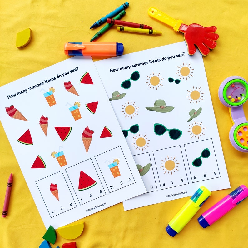 Count and Circle-summer Digital Download Counting Worksheet - Etsy