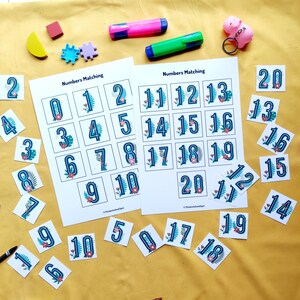 Number Matching-leafy Theme- Digital Download Learn Numbers 1-20 ...