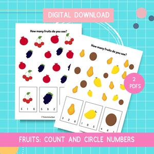 Count and Circle-fruits- Digital Download Counting Worksheet Math ...