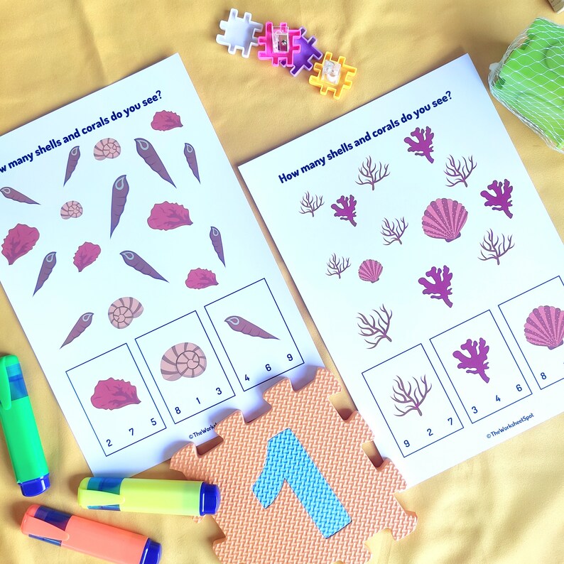 Sea Shells Count and Circle Digital Download Counting Worksheet Math ...