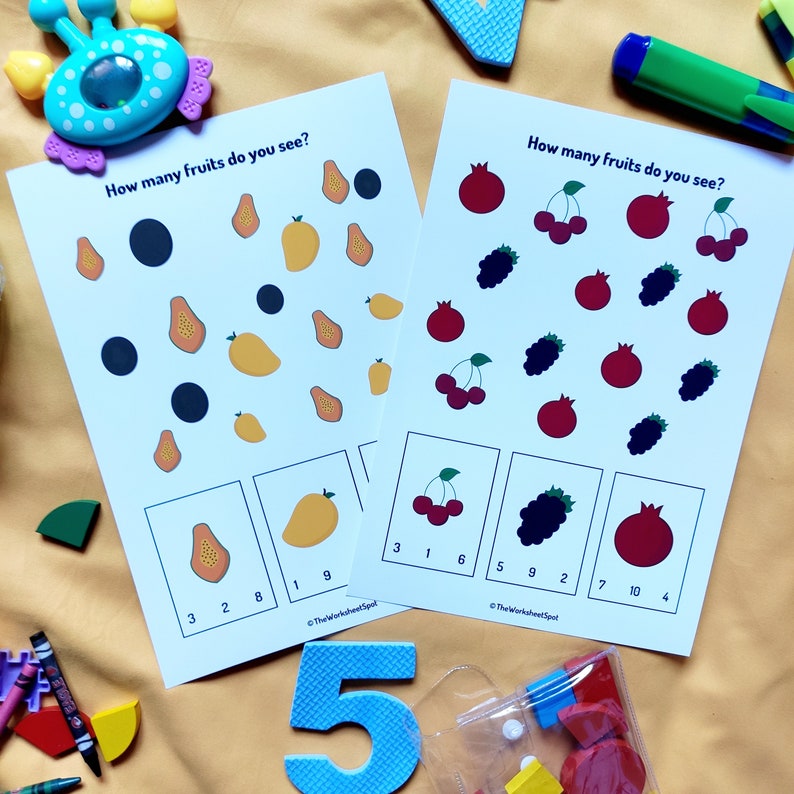 Count and Circle-fruits Digital Download Counting Worksheet Math ...
