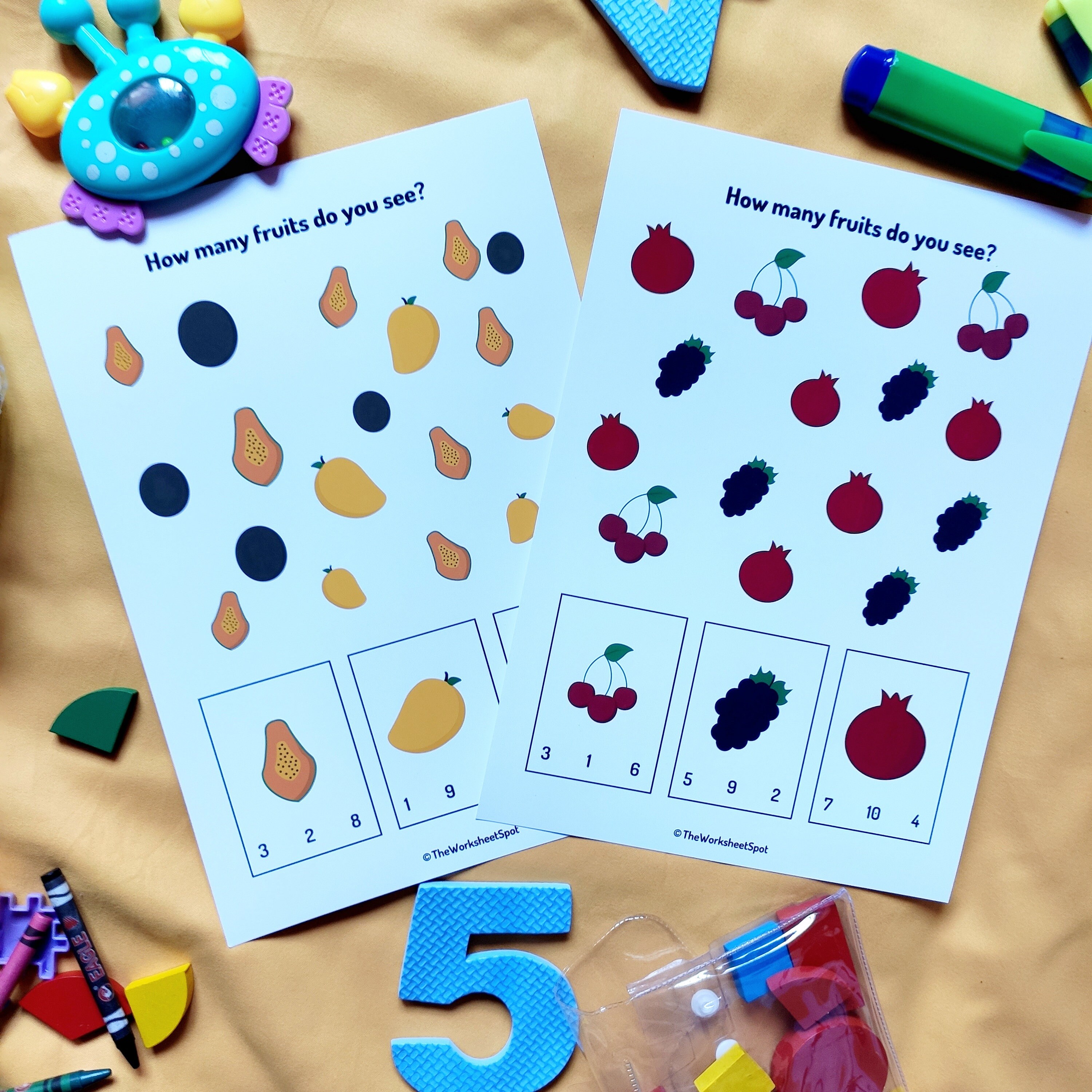 Count and Circle-fruits Digital Download Counting Worksheet Math ...