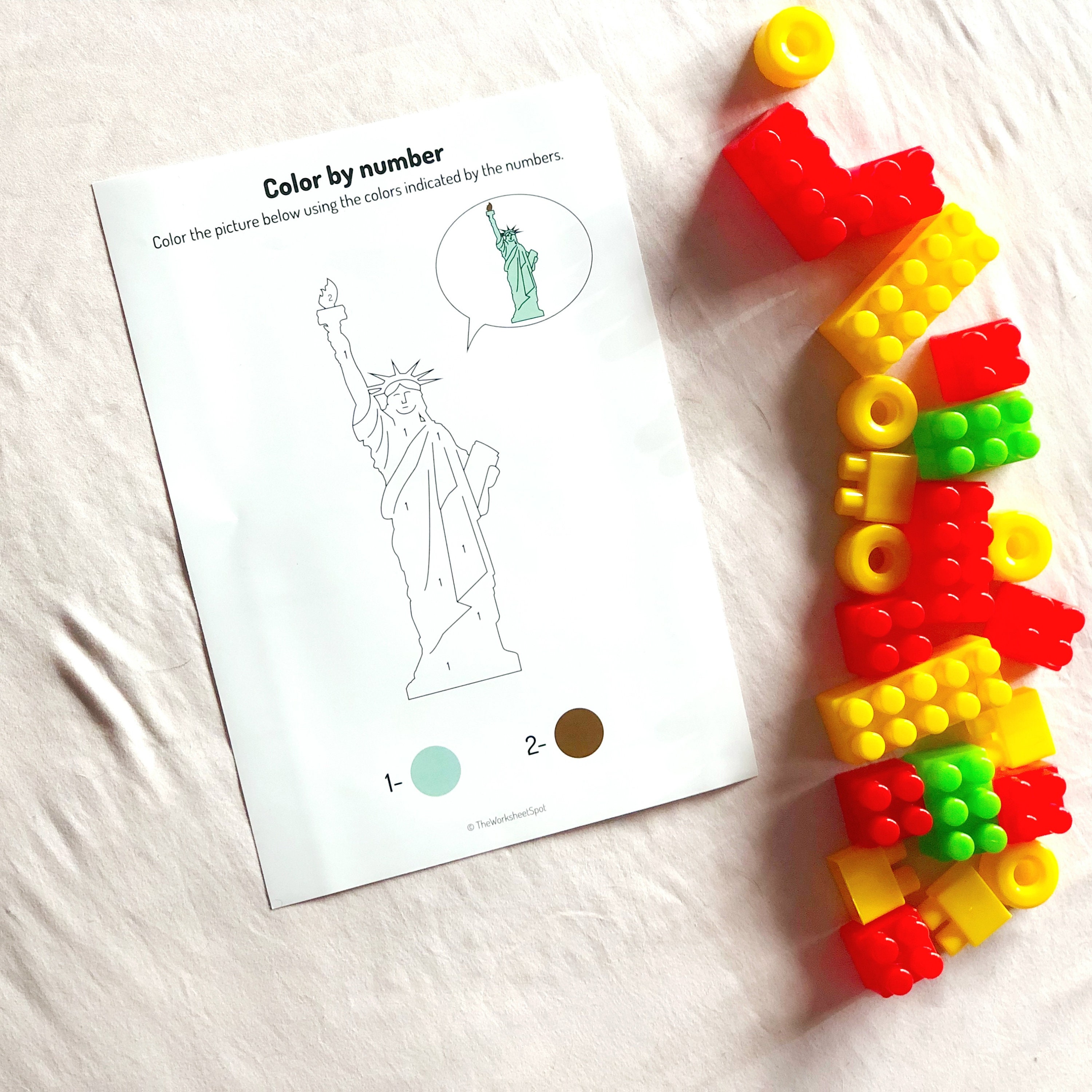 Color by Number-statue of Liberty Digital Download Counting Worksheet ...