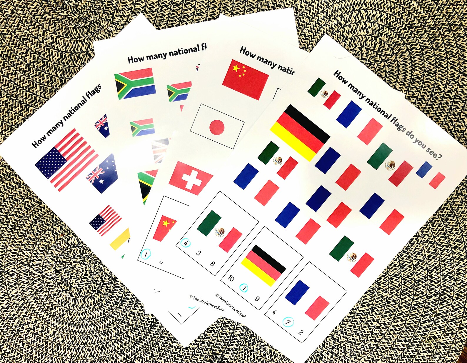 Count and Circle-national Flags- Digital Download Counting Worksheet ...