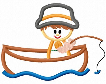 Fishing embroidery | Etsy