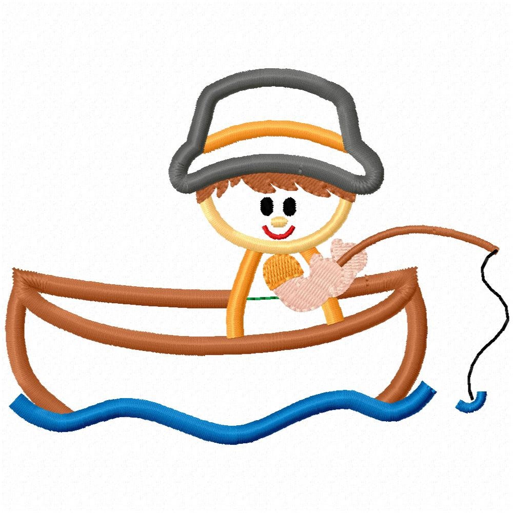 Fishing Boy Applique Embroidery Design Instant Download - Etsy