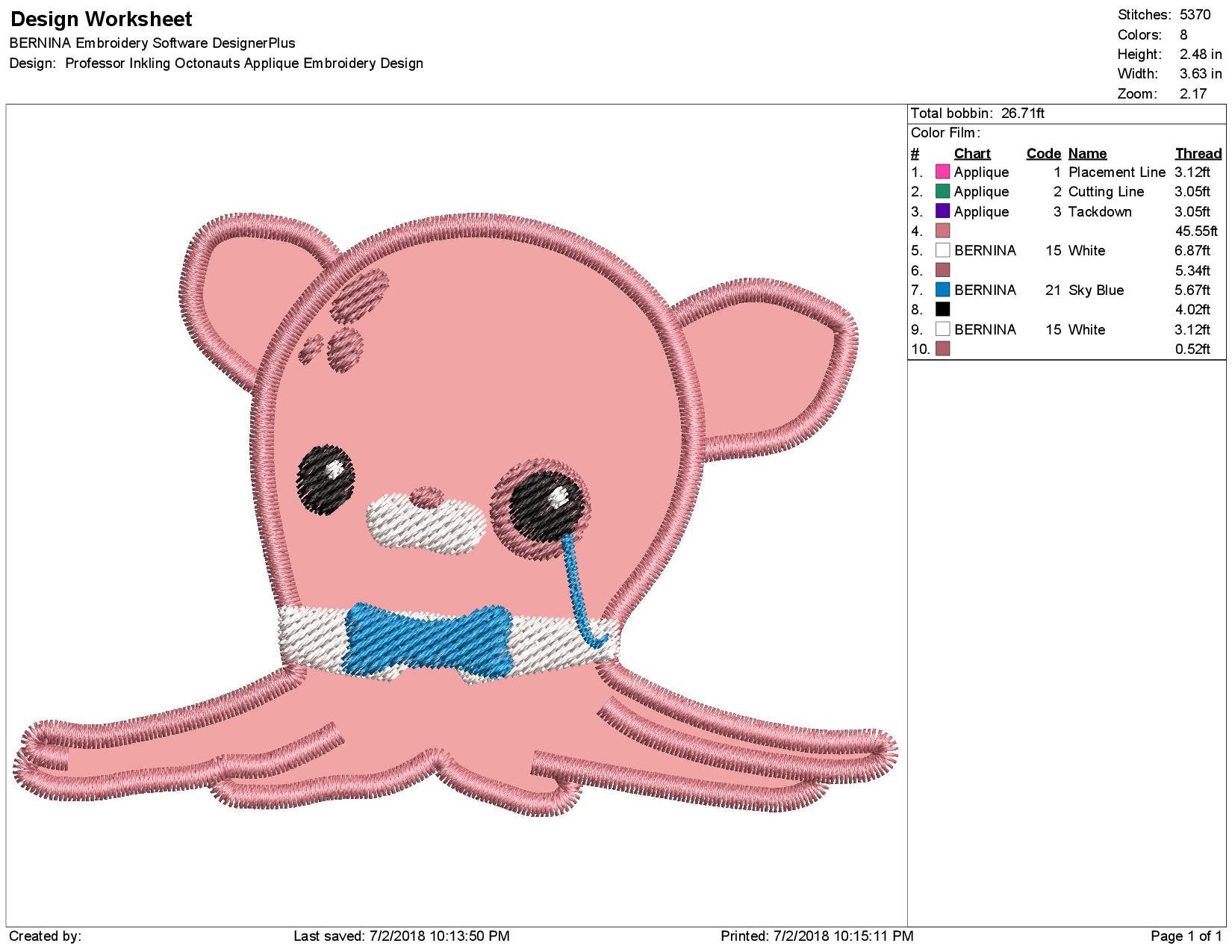 Professor Inkling Octonauts Applique Embroidery Design - Etsy