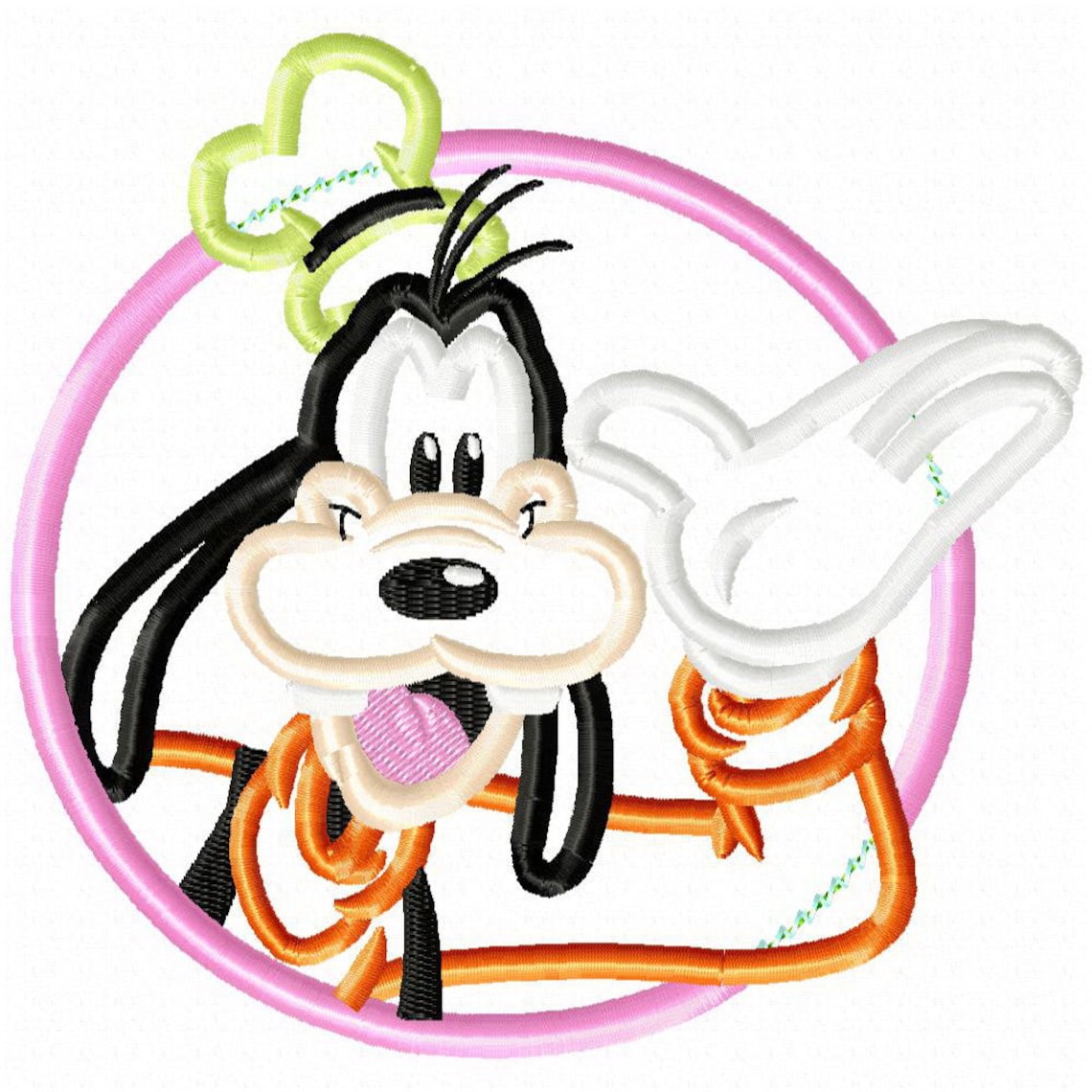 Goofy Circle Applique Embroidery Design Instant Download | Etsy
