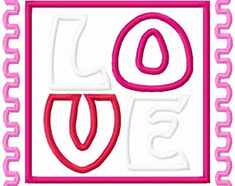 Love Stamp Applique Design for Machine Embroidery Instant Download Love ...