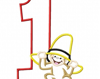 Curious George Applique Embroidery Design Instant Download | Etsy