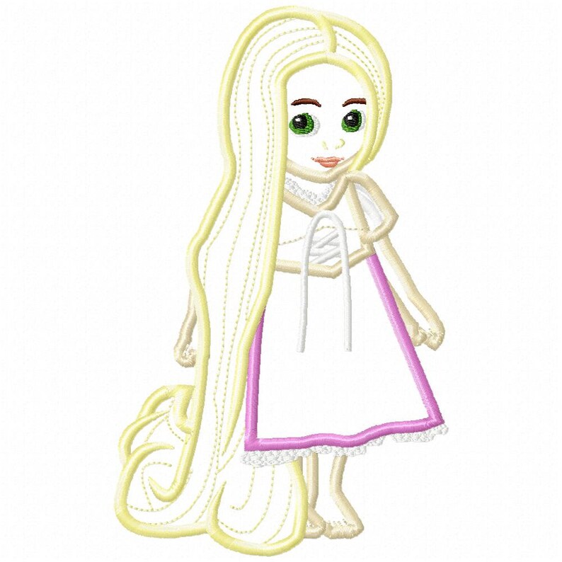 Rapunzel 02 Applique Embroidery Design Instant Download | Etsy