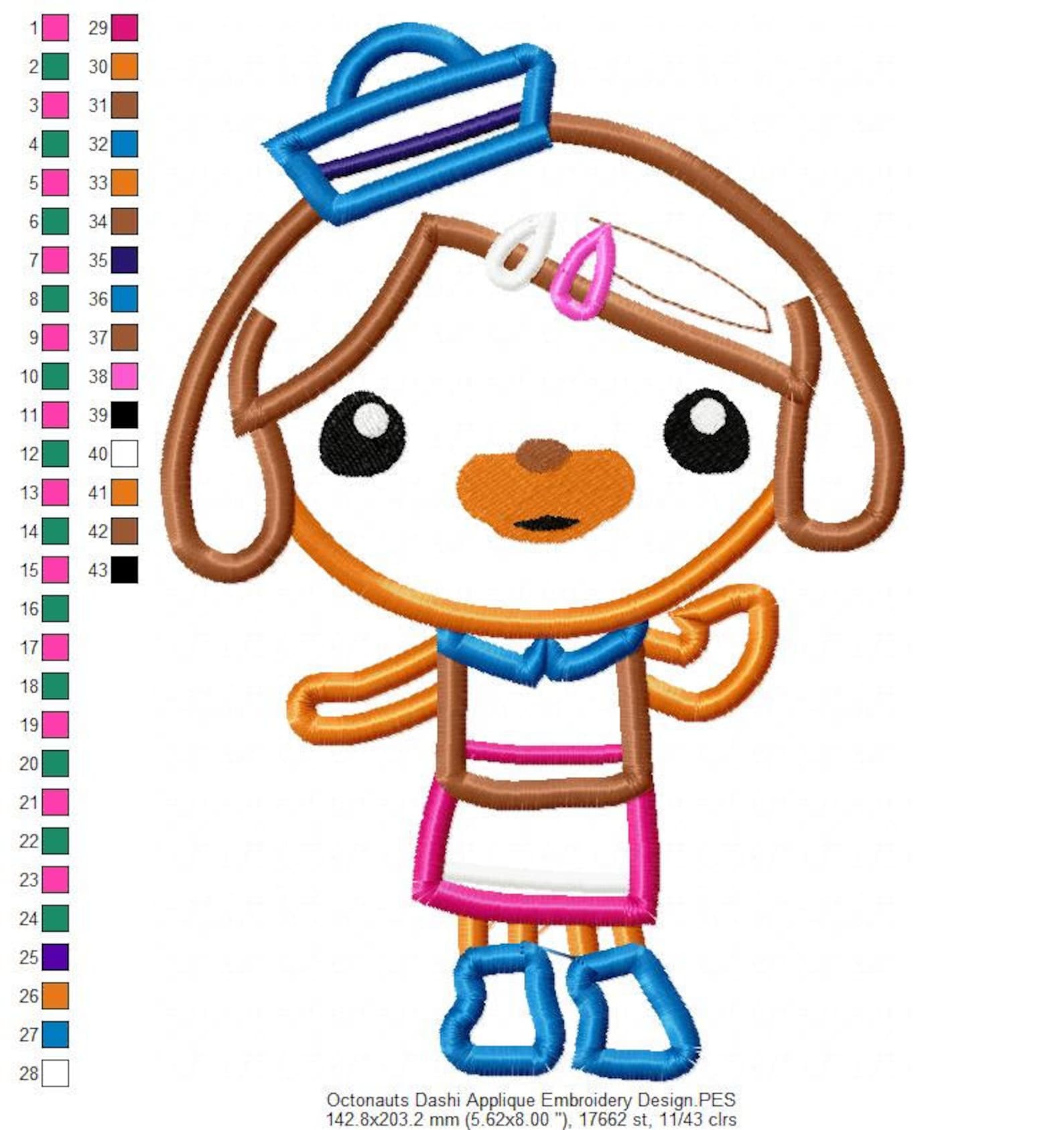 Octonauts Dashi Applique Embroidery Design Instant Download - Etsy