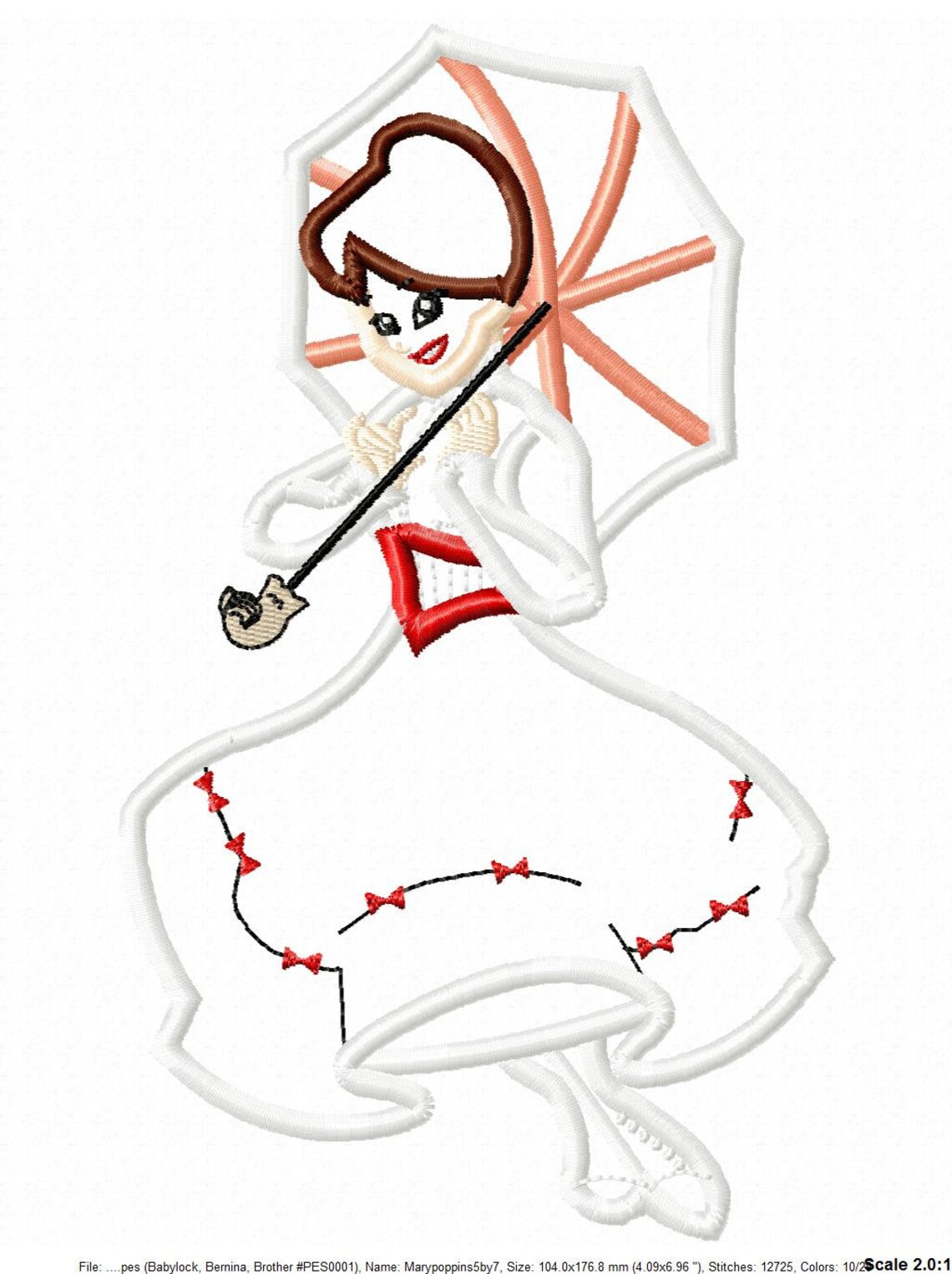 Mary Poppins Applique Embroidery Design Instant Download - Etsy