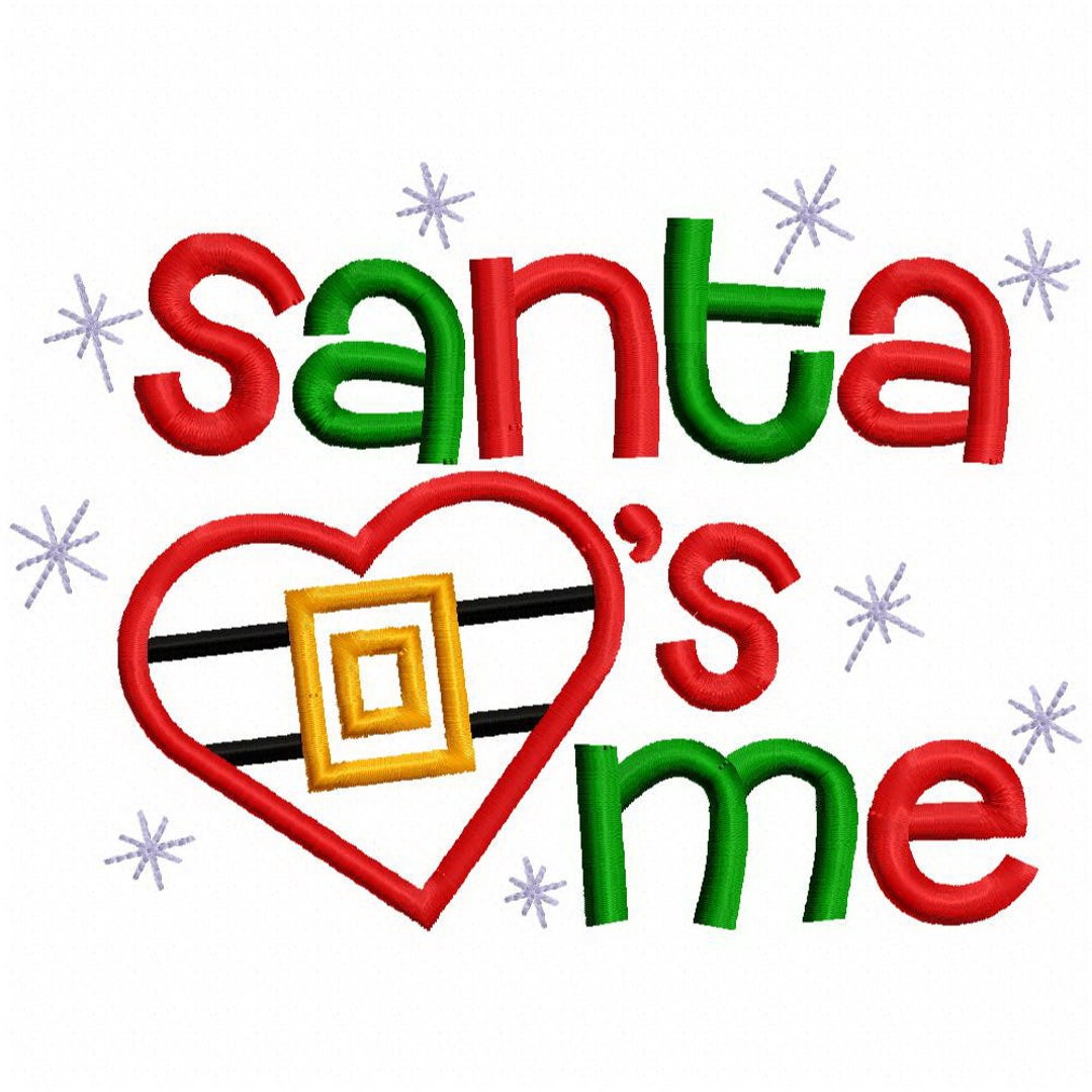 Santa Loves Me Applique Embroidery Design - Instant Download - Etsy