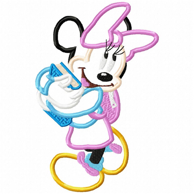 Minnie School Applique Embroidery Design Instant Download - Etsy