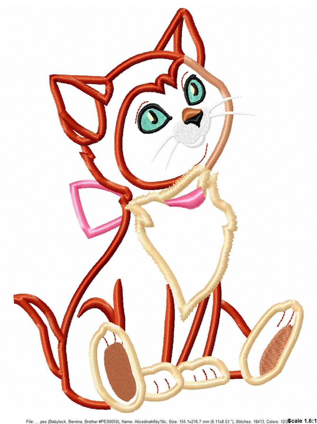 Alice Dinah Applique Embroidery Design - Instant Download - Etsy