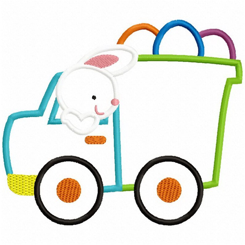 Easter Bunny Truck Applique Embroidery Design Instant - Etsy