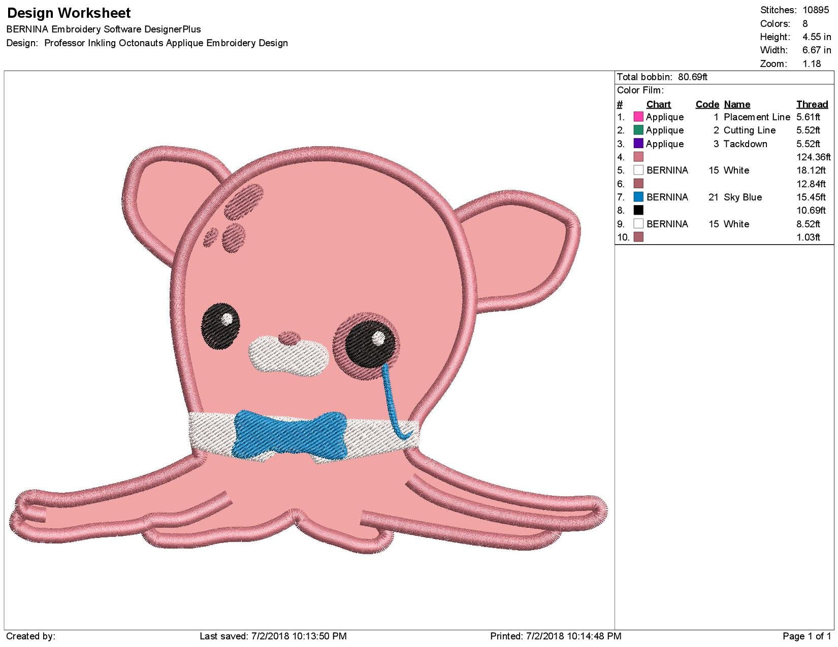 Professor Inkling Octonauts Applique Embroidery Design - Etsy