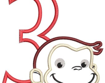 Curious George Number 2 Applique Embroidery Design Instant | Etsy