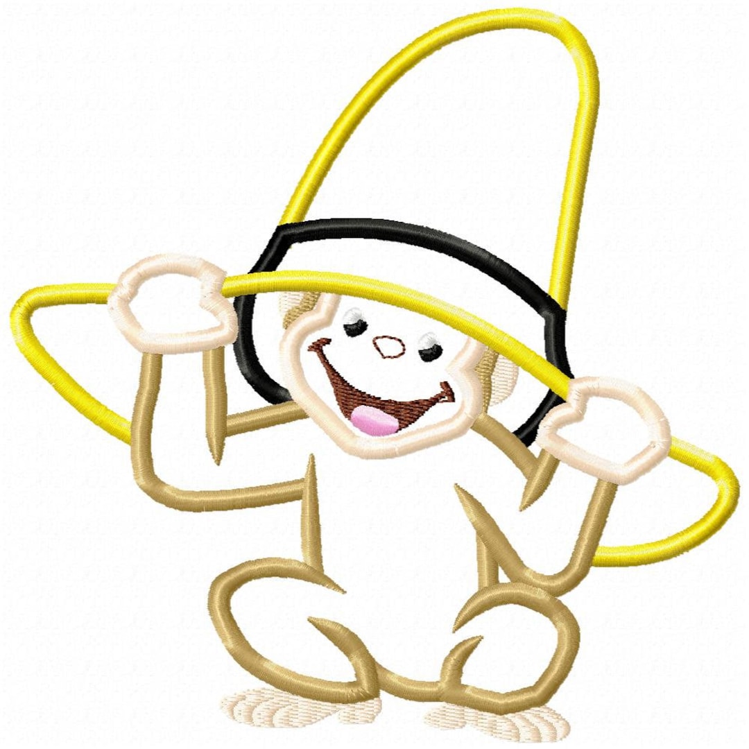 Curious George Hat Applique Embroidery Design - Instant Download - Etsy