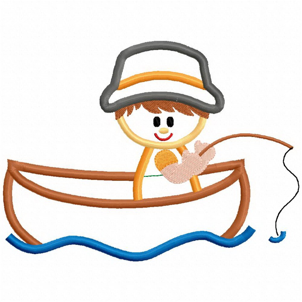 Fishing Boy Applique Embroidery Design Instant Download - Etsy