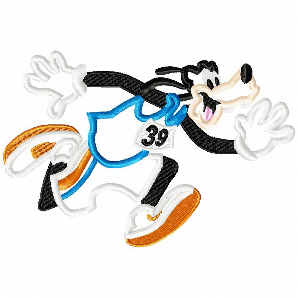 Run Goofy Applique Embroidery Design Instant Download - Etsy
