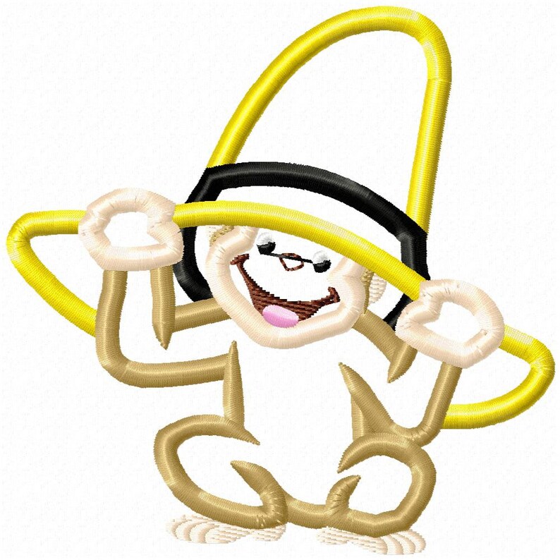 Curious George Hat Applique Embroidery Design Instant - Etsy