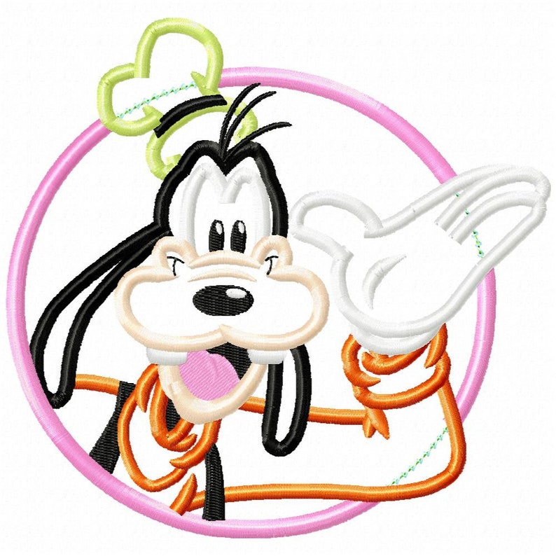 Goofy Circle Applique Embroidery Design Instant Download - Etsy