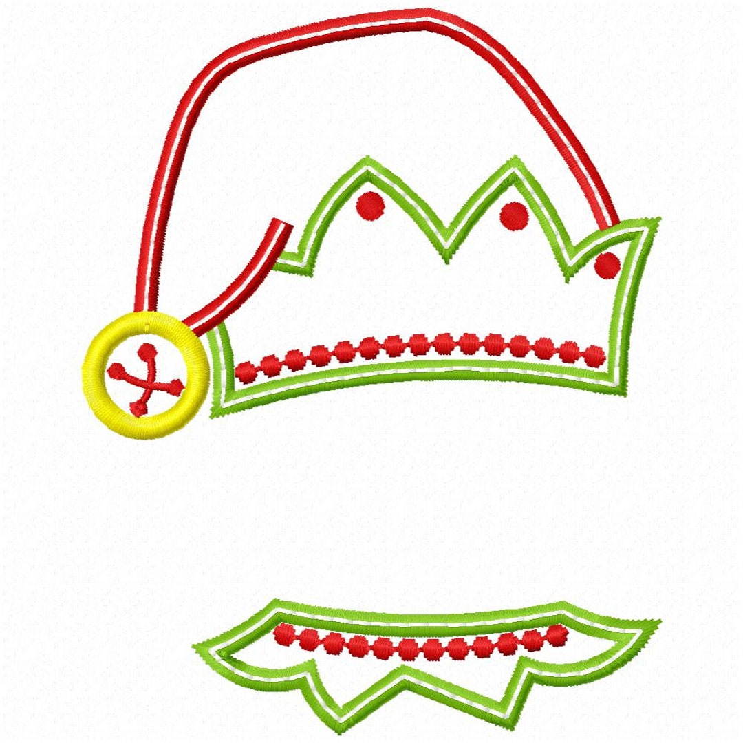 Elf Hat Collar Girl Applique Embroidery Design - Instant Download - Etsy