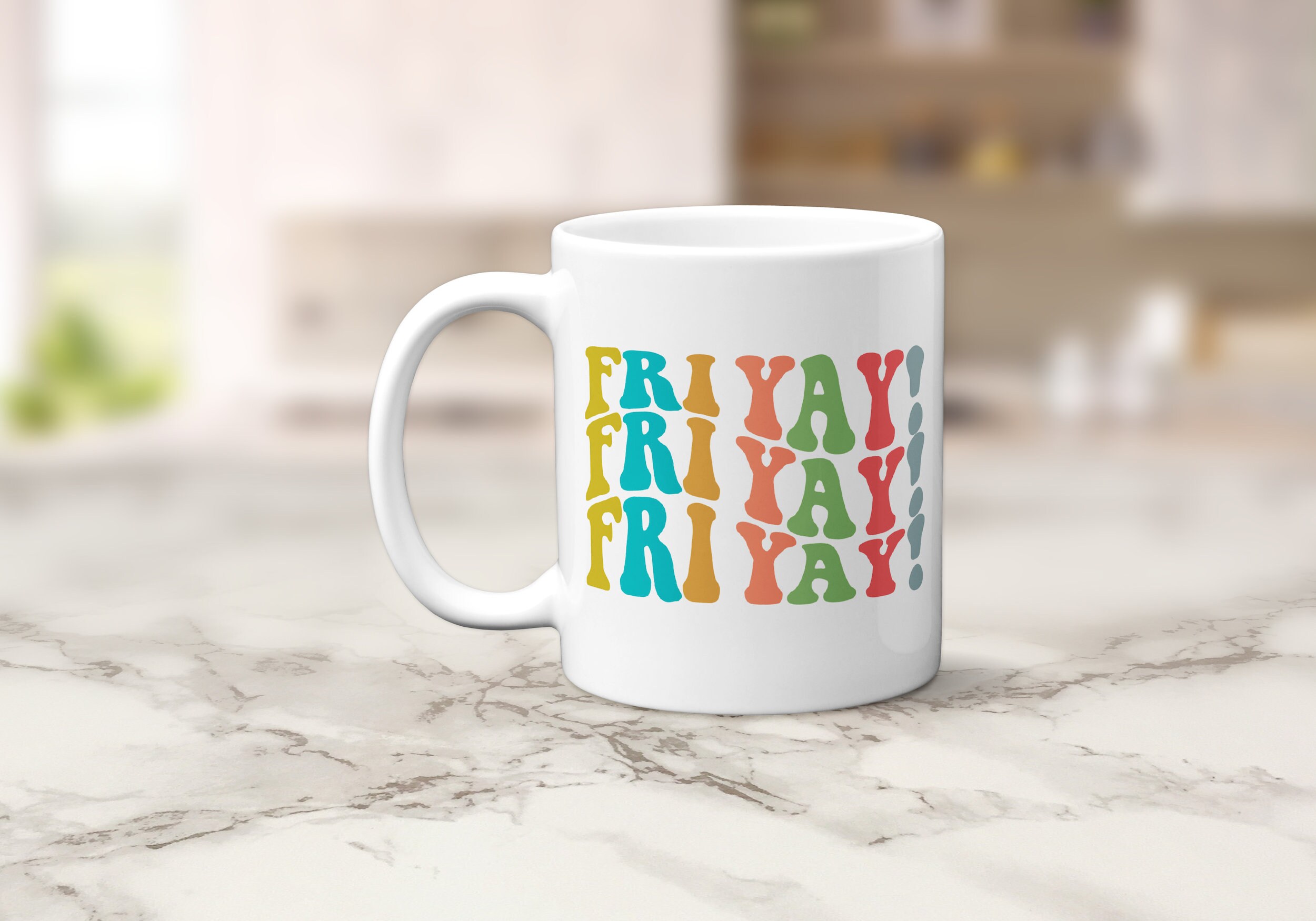 Friyay Mug, Happy Friyay, Bright Coffee Mug, Teacher Mug, Funny Work ...