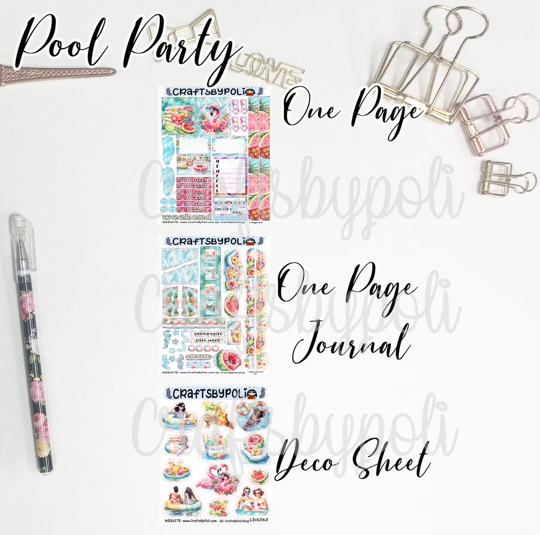 Pool Party Sticker Kit | One Page Journal Deco Sticker Kit | Planning ...