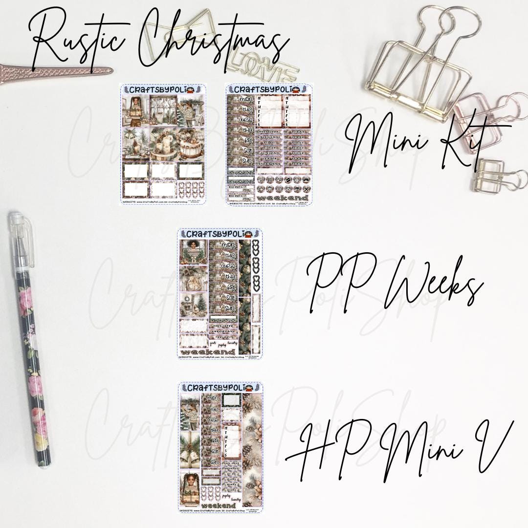 Rustic Christmas Sticker Kit | Minikit Minihp Vertical Printpression ...