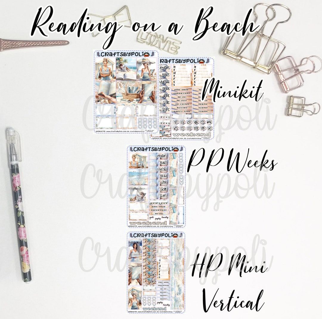 Reading on a Beach Sticker Kit Minikit Minihp Vertical Printpression ...