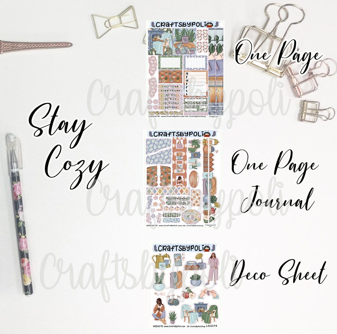 Stay Cozy Sticker Kit | One Page Journal Deco Sticker Kit | Planning ...