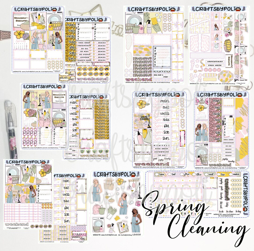 Spring Cleaning Sticker Kit | One Page Journal Deco Sticker Kit | Planning Planner Sticker - Etsy