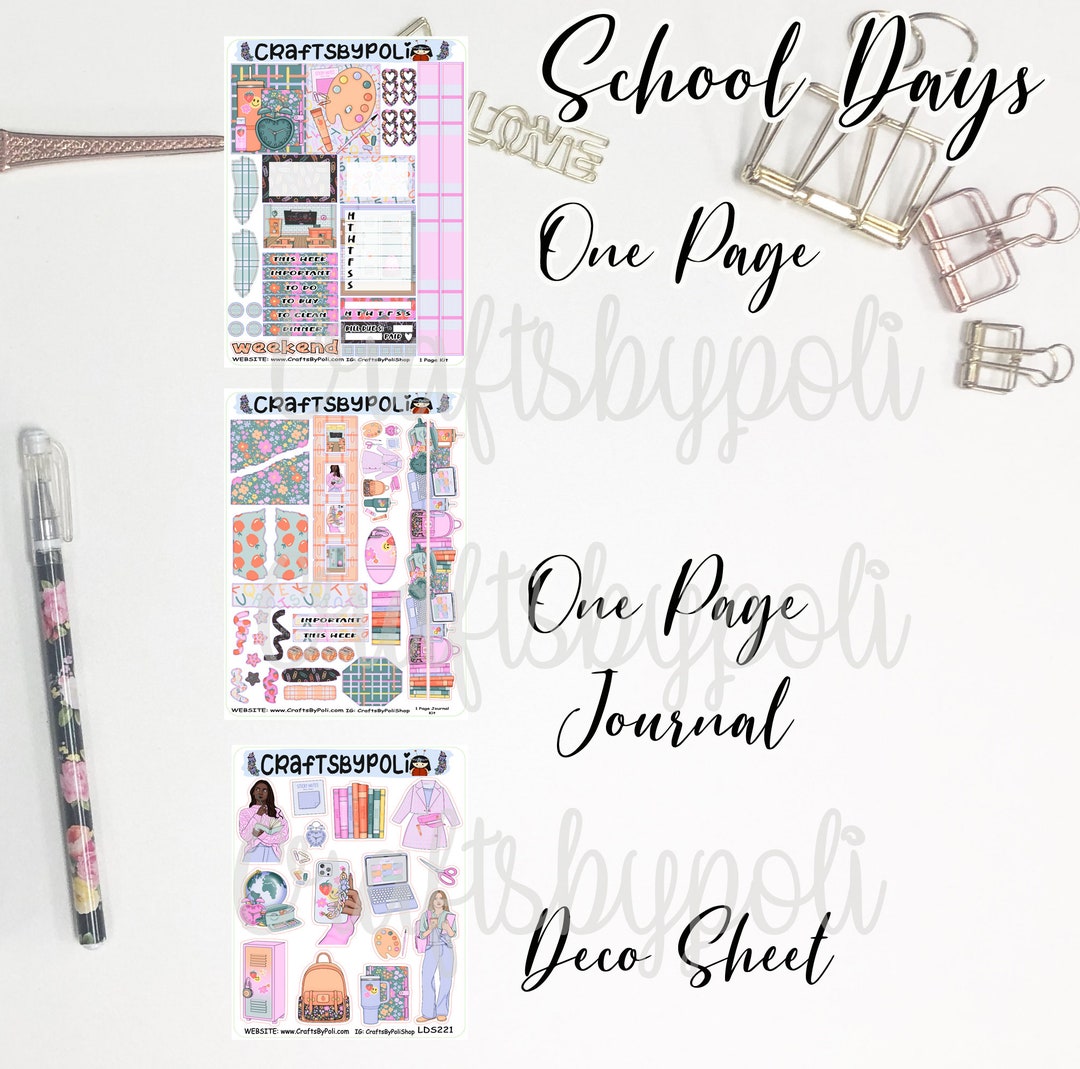 School Days Sticker Kit | One Page Journal Deco Sticker Kit | Planning ...