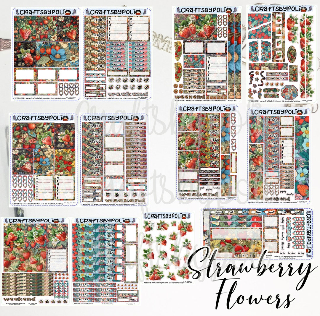 Strawberry Flowers Sticker Kit Minikit Minihp Vertical Printpression ...