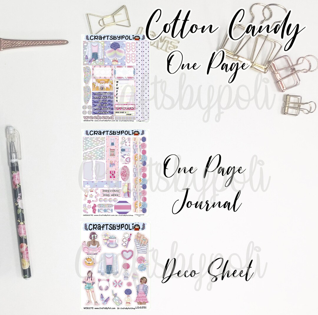 Cotton Candy Sticker Kit | One Page Journal Deco Sticker Kit | Planning ...