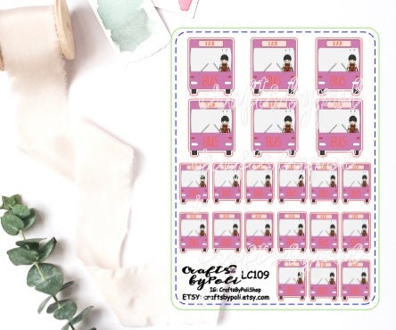LC109 Loli Bus Sticker Waiting for Bus Sticker Commute Sticker Bus Ride ...