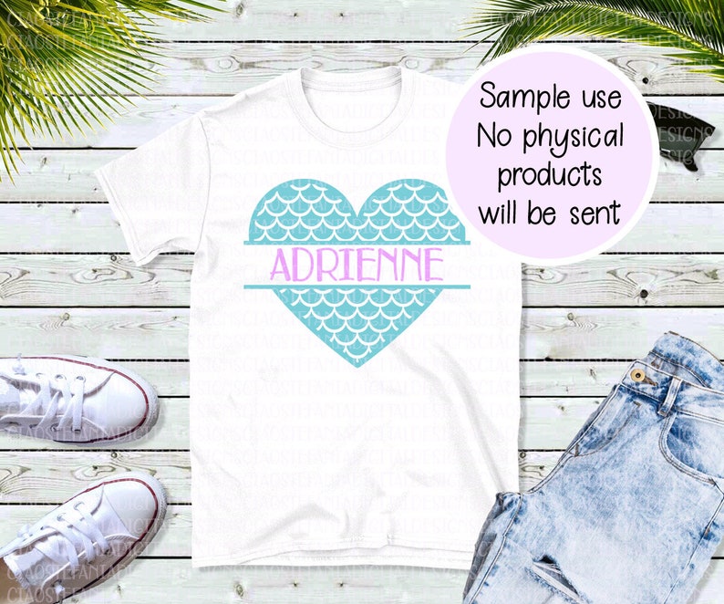 Mermaid Heart SVG Split Mermaid Monogram SVG Mermaid - Etsy