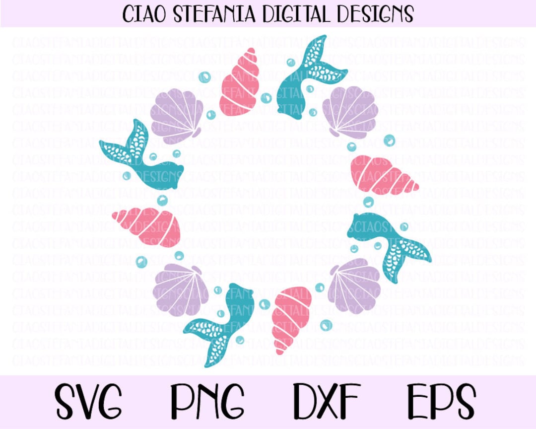 Mermaid SVG, Mermaid Monogram, Seashell Wreath SVG, Mermaid Cut Files ...