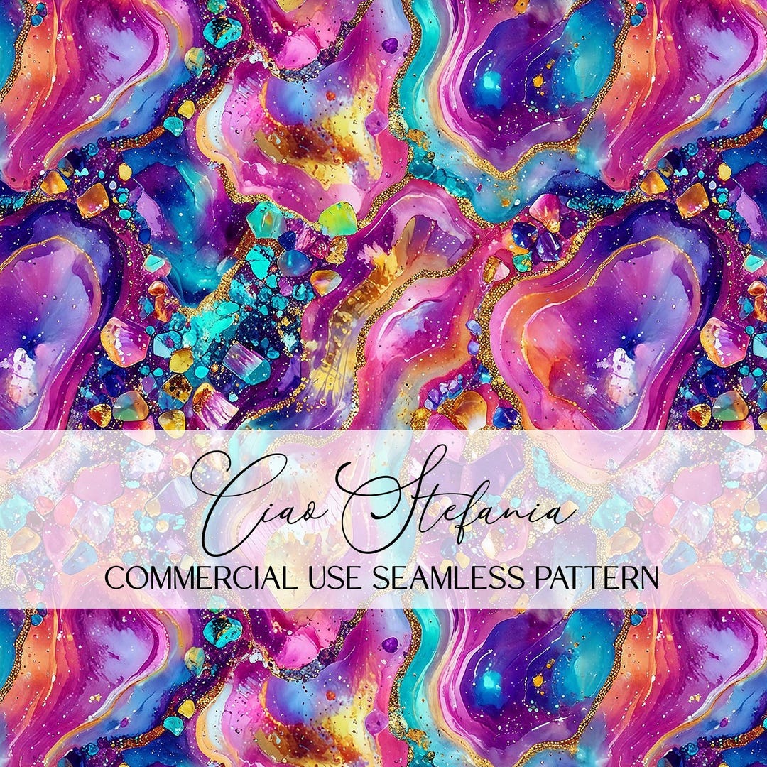 Pink Sunset Glitter Geode Seamless Pattern Digital Crystal Texture ...