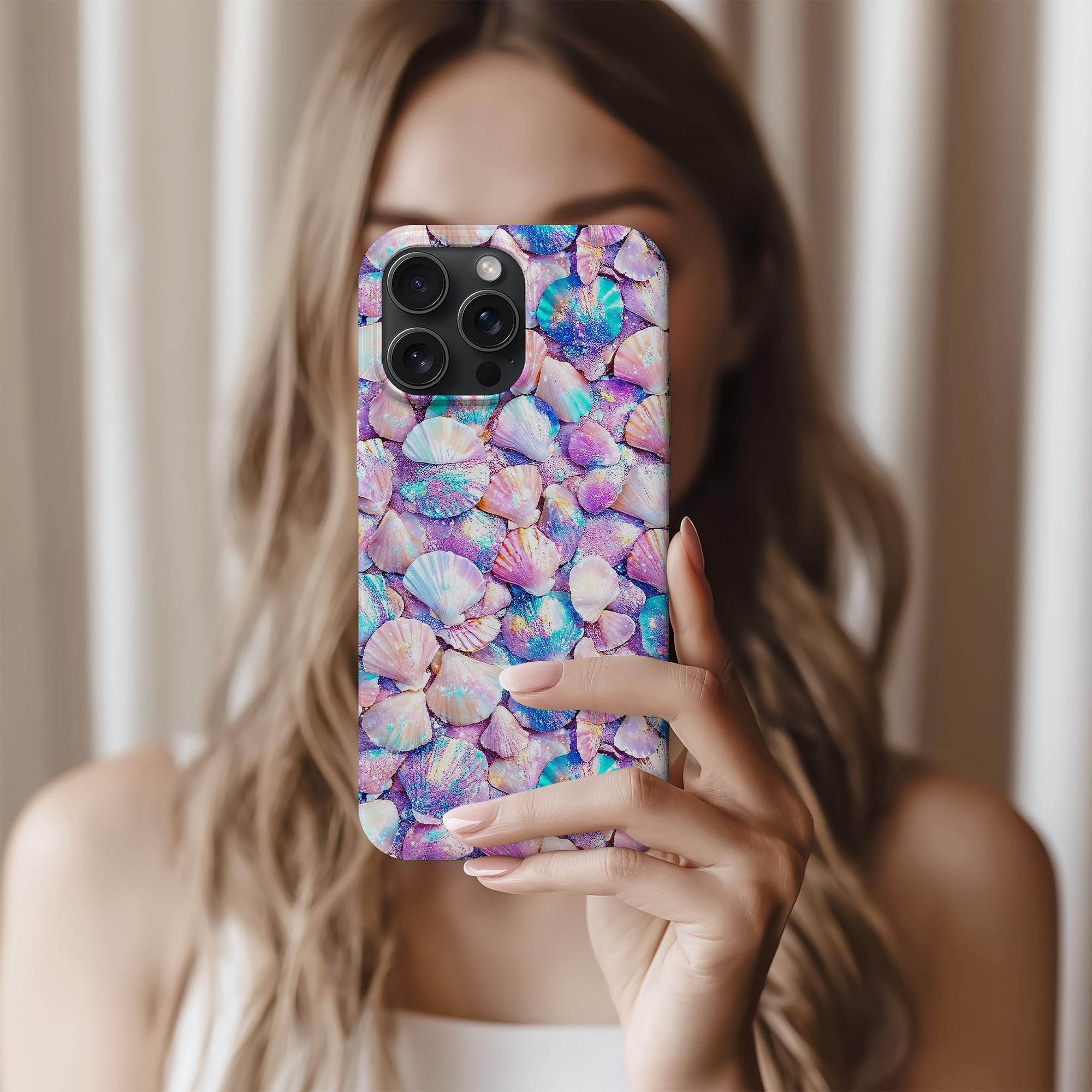 Glitter Pastel Seashells Seamless Pattern Iridescent Digital Paper ...