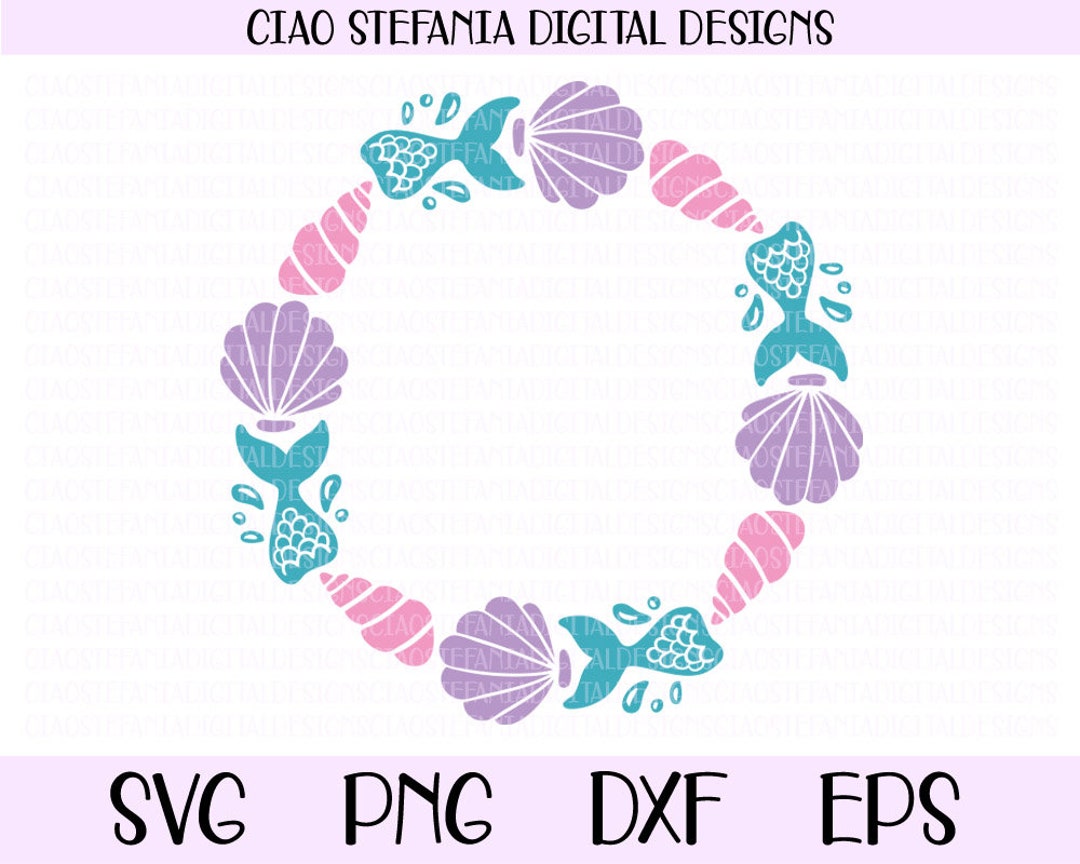 Mermaid Monogram SVG, Seashell Wreath SVG, Mermaid Cut Files for Cricut ...