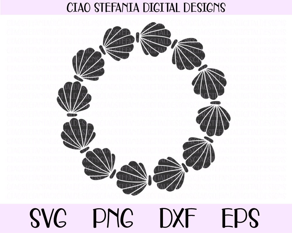 Seashell Wreath SVG, Seashell Monogram SVG, Mermaid SVG, Seashell ...