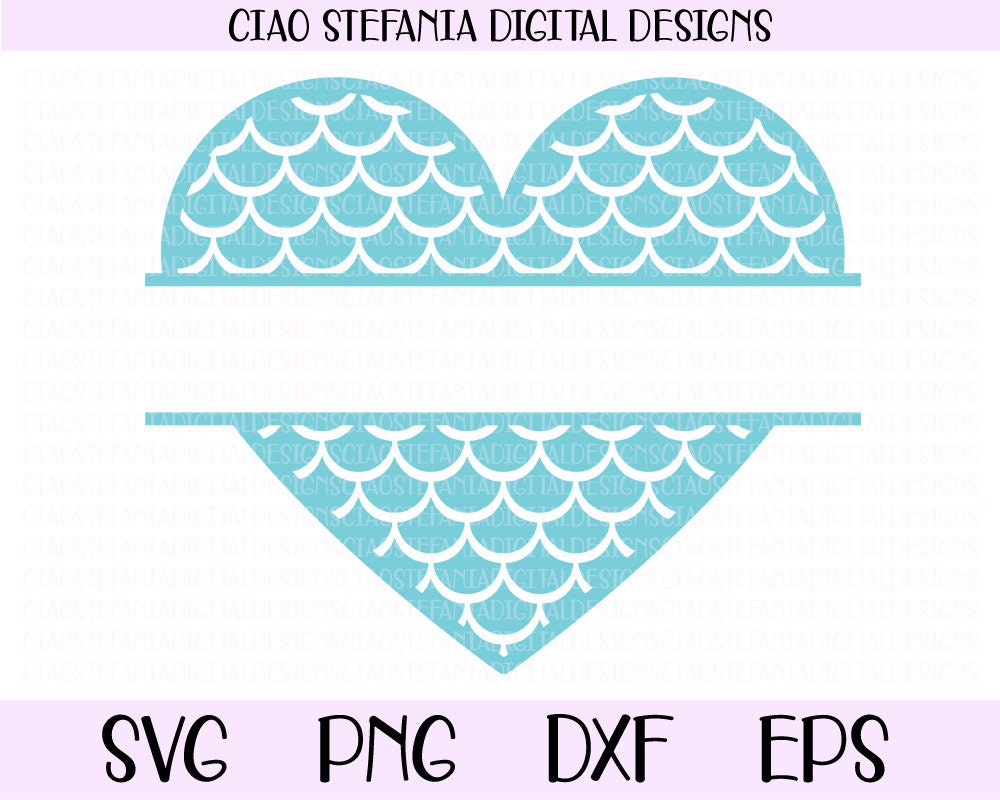 Mermaid Heart SVG Split Mermaid Monogram SVG Mermaid - Etsy
