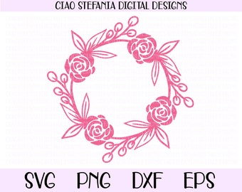 Flower Rose Frame Monogram Cuttable Design SVG PNG DXF & Eps - Etsy