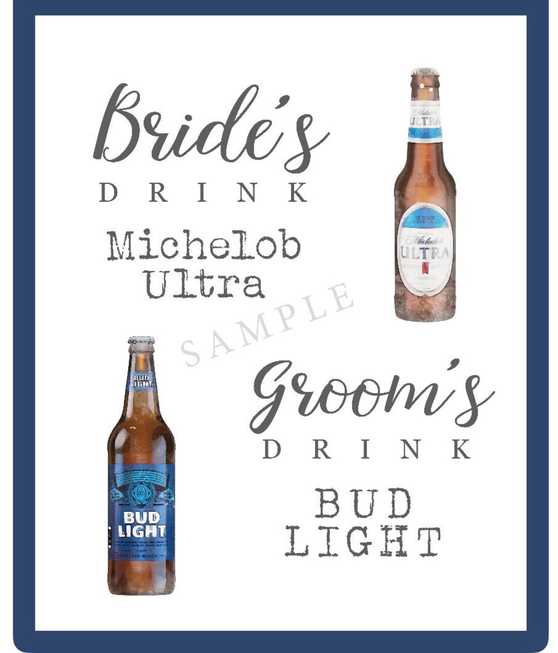 Bride and Groom's Drink Wedding Sign Digital Download - Etsy
