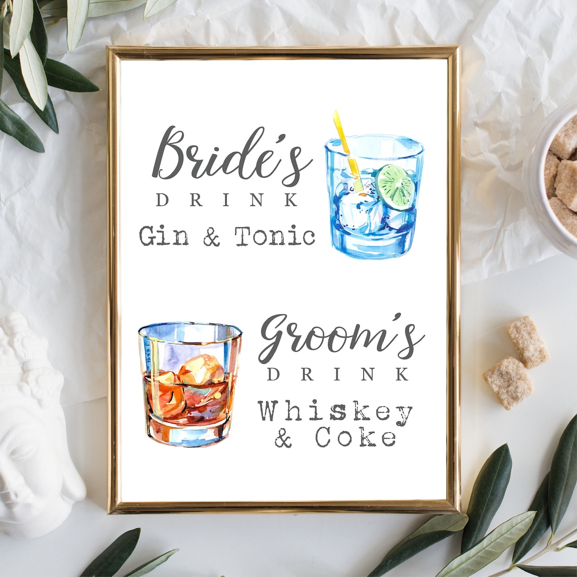 Bride and Groom's Drink Wedding Sign Digital Download - Etsy
